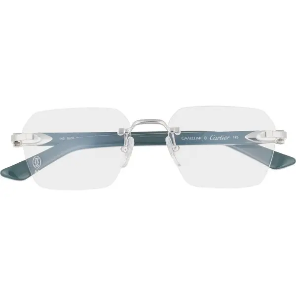 CARTIER 54mm Rectangular Optical Glasses - Silver