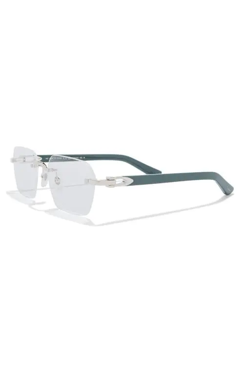 Cartier 54mm Rimless Rectangular Eyeglasses - Silver