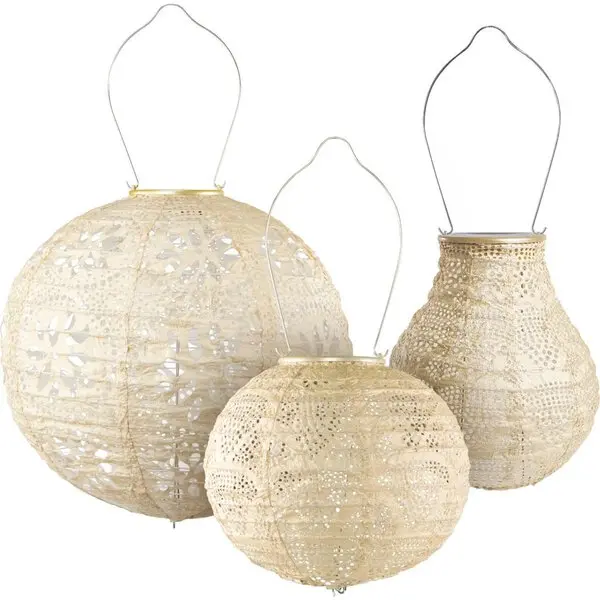 ALLSOP HOME & GARDEN Soji Stella Pearl Solar Lantern Multi-shape 3-pack - White
