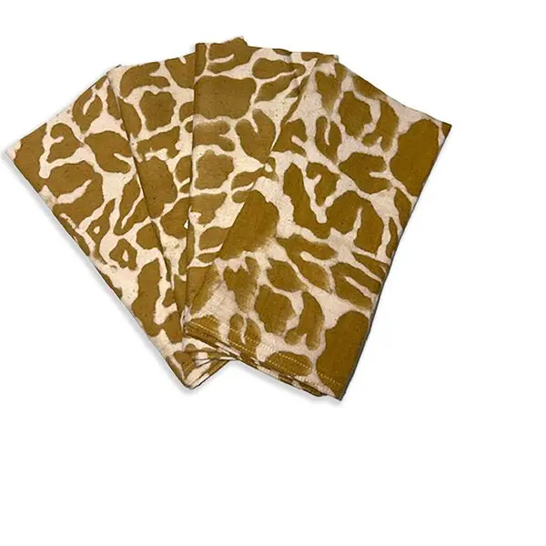 ICHCHA Yan Block Print Napkinsset Of 4 - Mustard