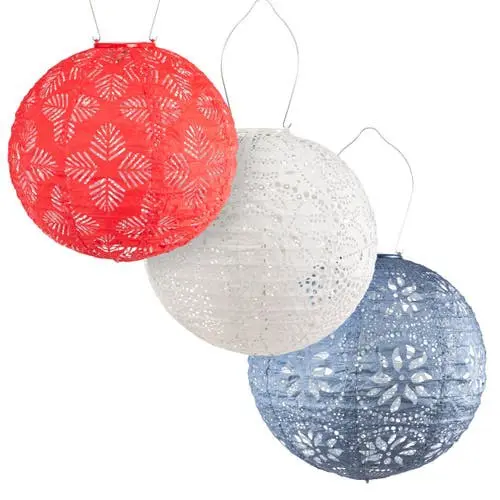 ALLSOP HOME & GARDEN Soji Stella Red White Blue Solar Lantern 3-pack