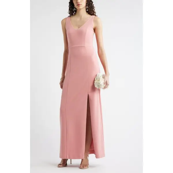 Chelsea28 Seamed Cotton Blend Sheath Gown - Pink Apricot