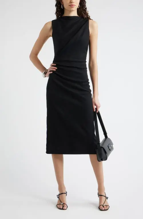 Nordstrom Ruched Midi Dress - Black