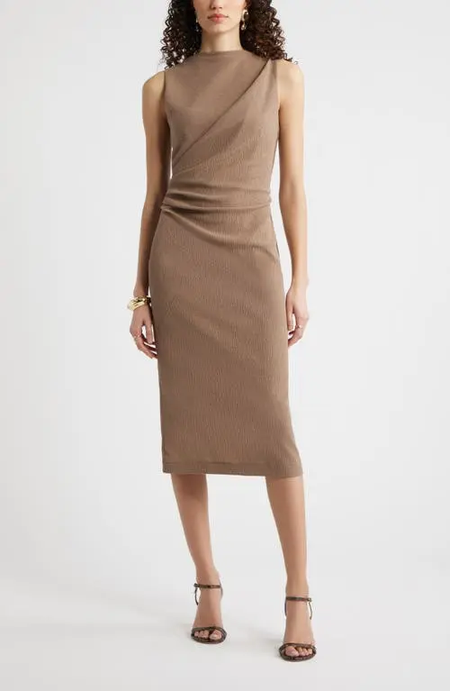 Nordstrom Pleated Dress - Brown Lentil