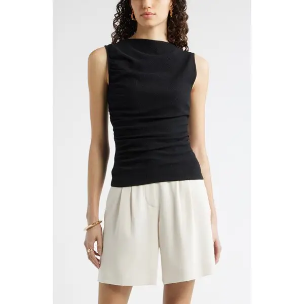 Nordstrom Ruched Sleeveless Top - Black