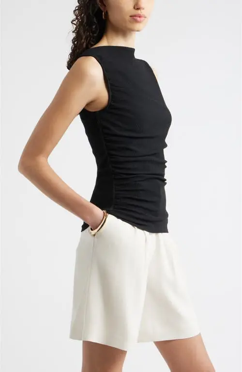 Nordstrom Ruched Sleeveless Top - Black