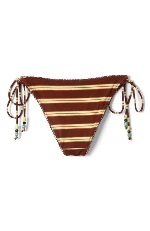 DAMSON MADDER Trudi Stripe Reversible String Bikini Bottoms - Brown/teal Multi