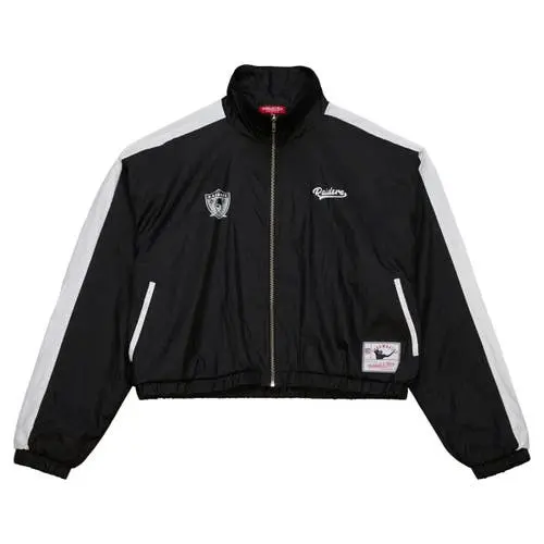 Mitchell & Ness Oakland Raiders Nylon Cropped Full-zip Jacket