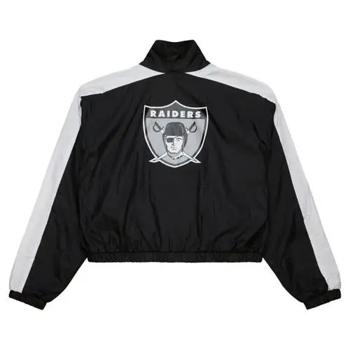 Mitchell & Ness Oakland Raiders Nylon Cropped Full-zip Jacket