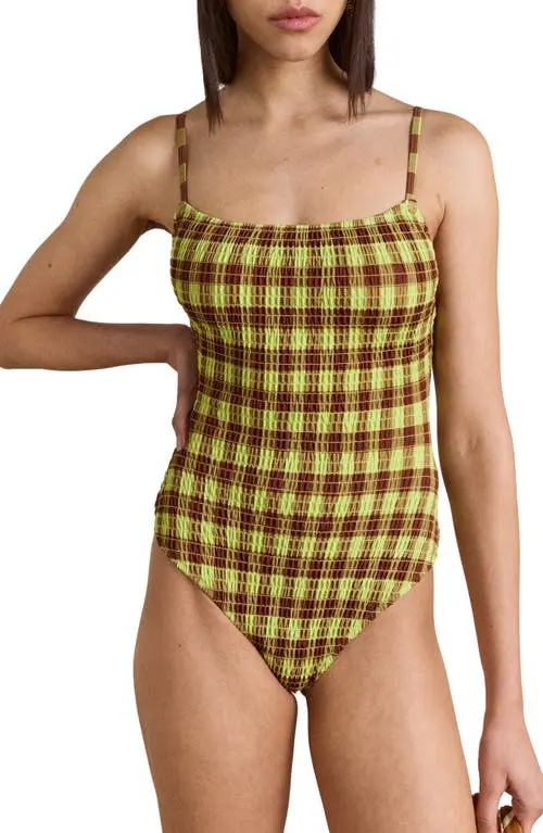DAMSON MADDER Lilbet Smocked One-piece Swimsuit - Green