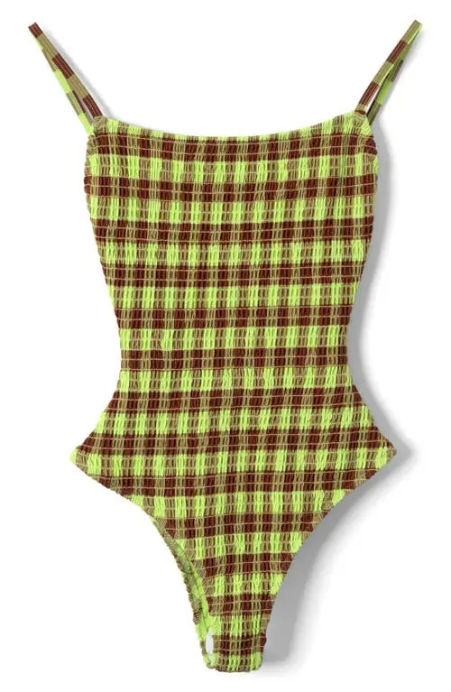 DAMSON MADDER Lilbet Smocked One-piece Swimsuit - Green