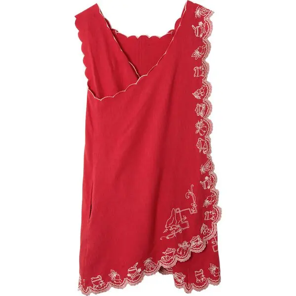 DAMSON MADDER Natalina Embroidered Sleeveless Dress - Red