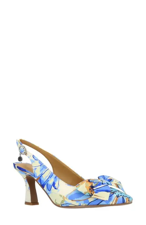 J. Reneé Harlan Floral Bow Slingback Pump - Blue/cream