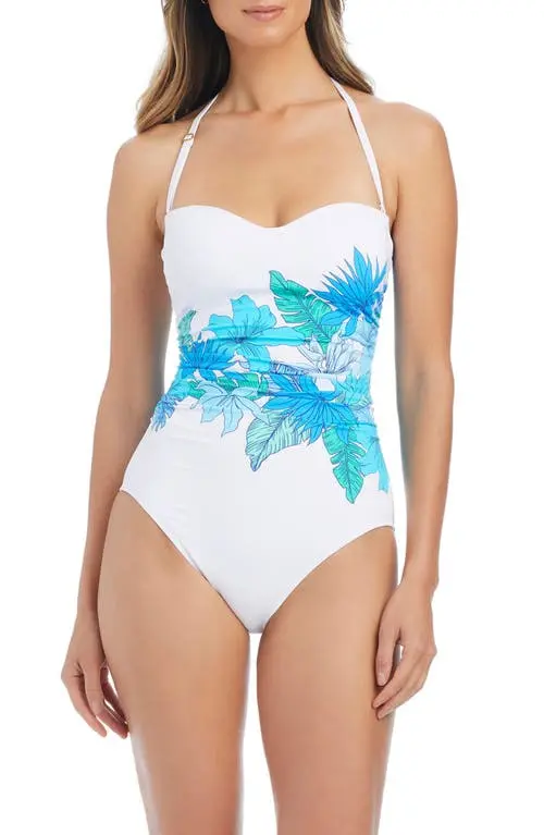 ROD BEATTIE Shirred Bandeau One-piece Swimsuit - Cool