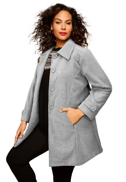 ROAMAN'S Button-up Fleece Jacket - Medium Heather Grey