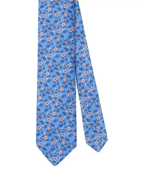 Robert Talbott Ribbed Silk Floral Necktie - Blue