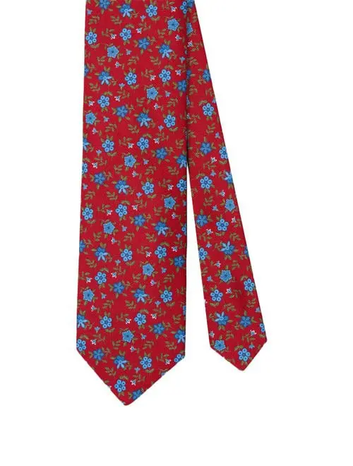 Robert Talbott Ribbed Silk Floral Necktie - Red