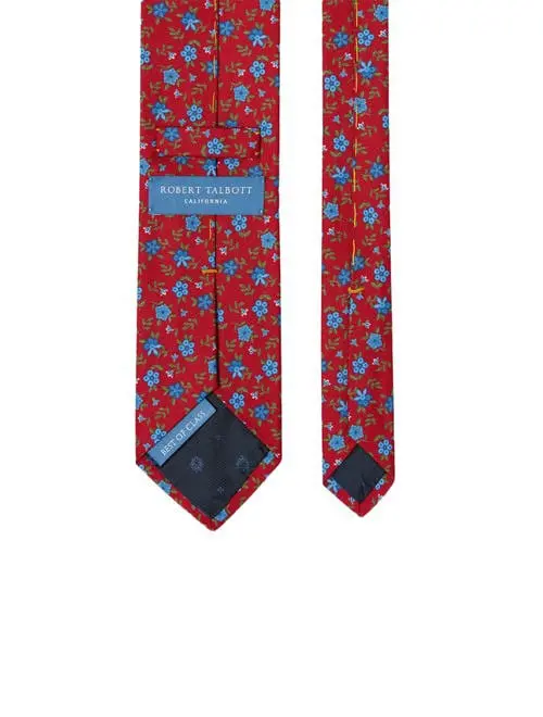 Robert Talbott Ribbed Silk Floral Necktie - Red
