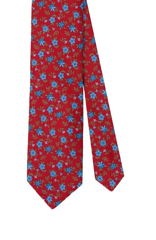 Robert Talbott Ribbed Silk Floral Necktie - Red
