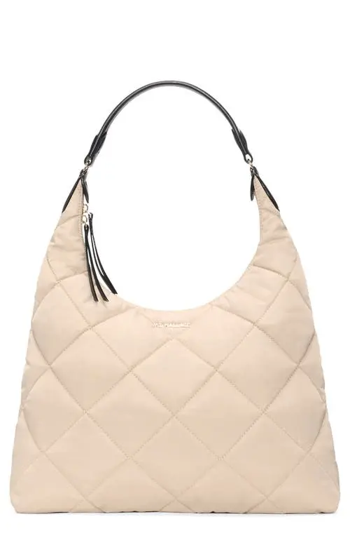 Mz Wallace Quilted Nylon Shoulder Bag - Buff/black