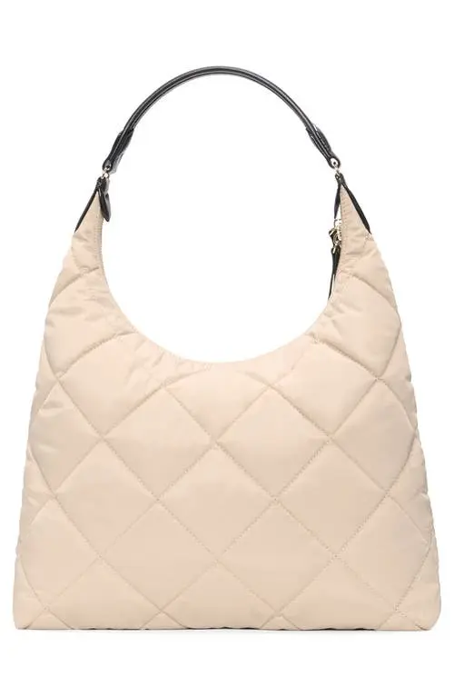 Mz Wallace Quilted Nylon Shoulder Bag - Buff/black