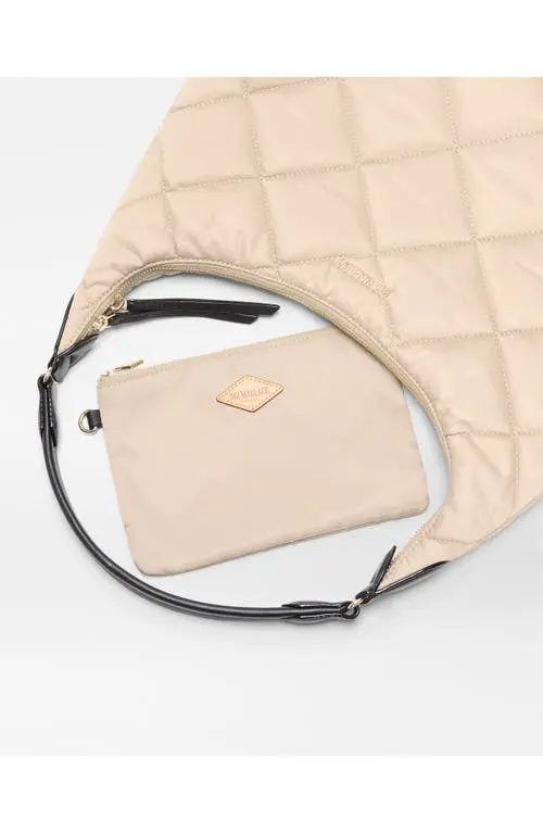 Mz Wallace Quilted Nylon Shoulder Bag - Buff/black