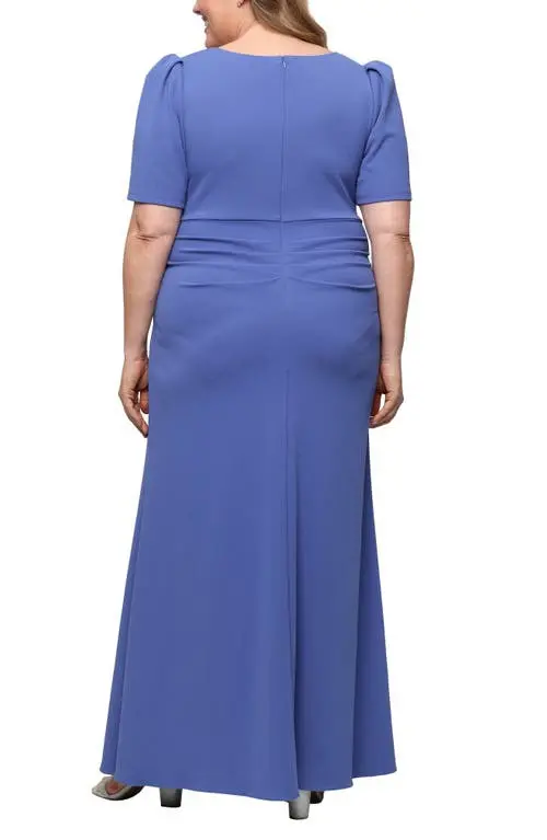 Alex Evenings Embellished Stretch Crepe Gown - Cornflower