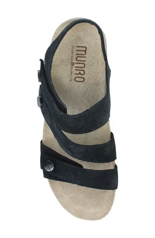 Munro Del Mar Sandal - Black Lizard Suede