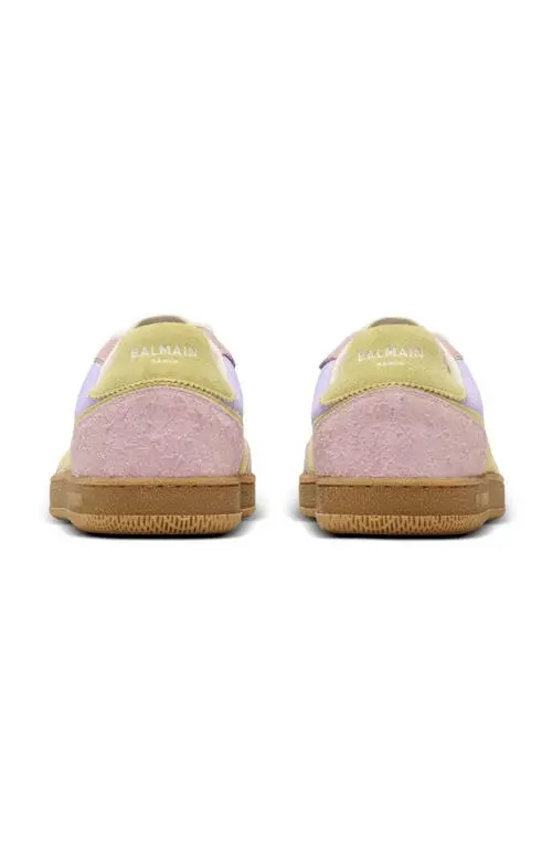 Balmain Swan Suede And Mesh Trainers - Purple