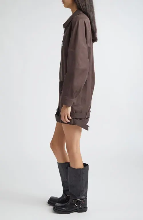MAGLIANO Long Sleeve Cotton Twill Minidress