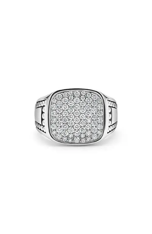 Lagos Anthem Pavé Diamond Signet Ring - Silver