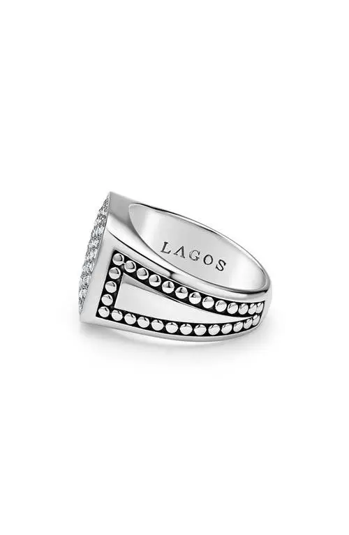 Lagos Anthem Pave Diamond Signet Ring