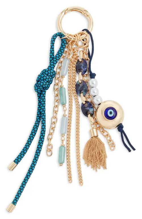 Chelsea28 Evil Eye Beaded Bag Charm - Blue Multi- Gold
