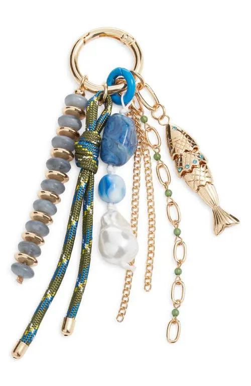 Chelsea28 Fish Cluster Beaded Bag Charm - Blue Multi- Gold