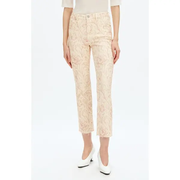 BAYEAS Dublin Floral High Waist Straight Leg Jeans - Blushed Shadows