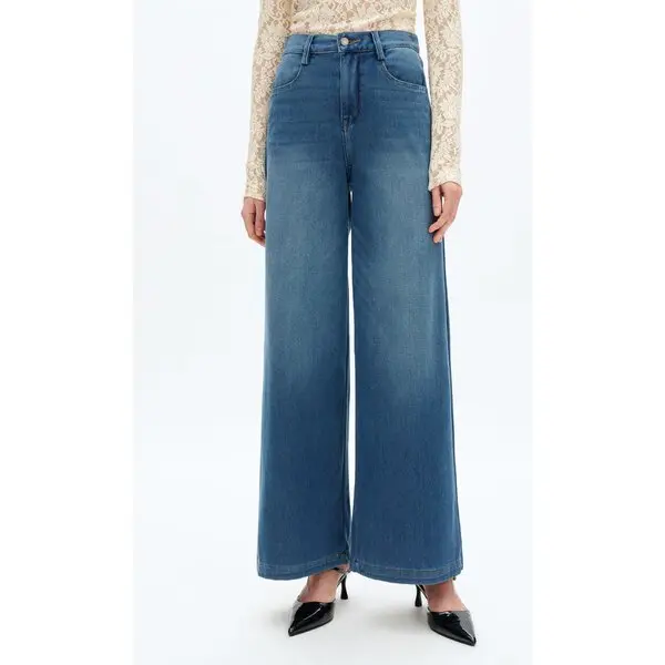 BAYEAS High Waist Wide Leg Jeans - Medium Blue