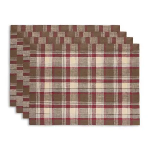 Solino Home Linen Placemats Set Of 4, 14 X 19 Inch For Dining Table - Rustic Multicolor