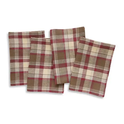 SOLINO HOME Linen Dinner Napkins Set Of 4, 20 X 20 Inch For Dining Table - Rustic Multicolor
