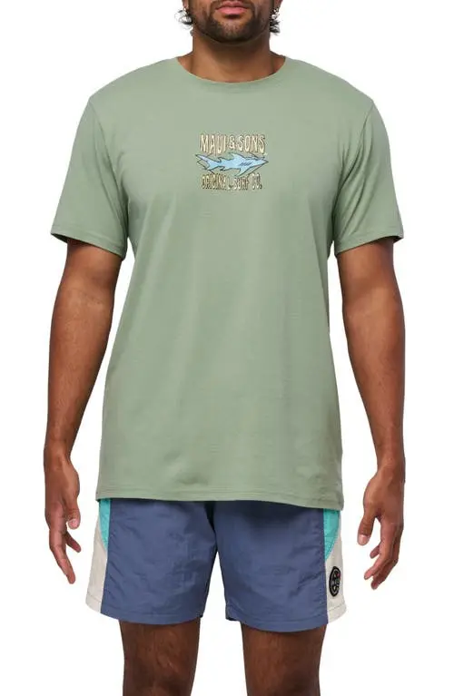 MAUI & SONS Shark Surf Graphic T-shirt - Sage