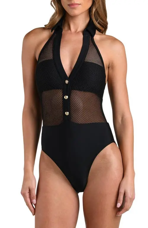 L'Agence Natalya Mesh One-piece Swimsuit - Black