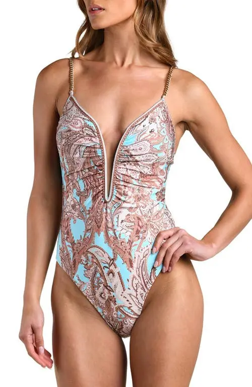 L'Agence Paisley One-piece Swimsuit - Blue Multi