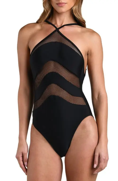 L'Agence Gabriell Mesh Inset One-piece Swimsuit - Black
