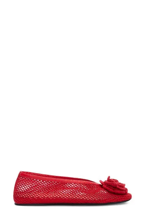 GANNI Jenny Flower Mesh Ballerina Flat - Goji Berry