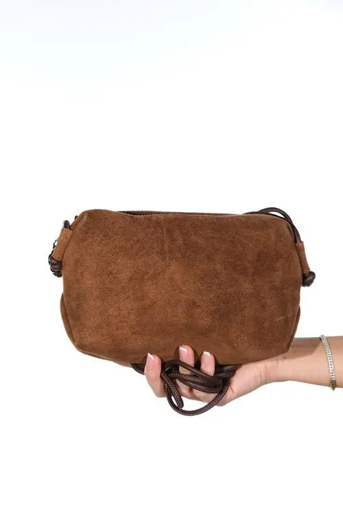 FOREVER & ALWAYS SHOES Selsey Crossbody Leather Bag - Cognac Suede