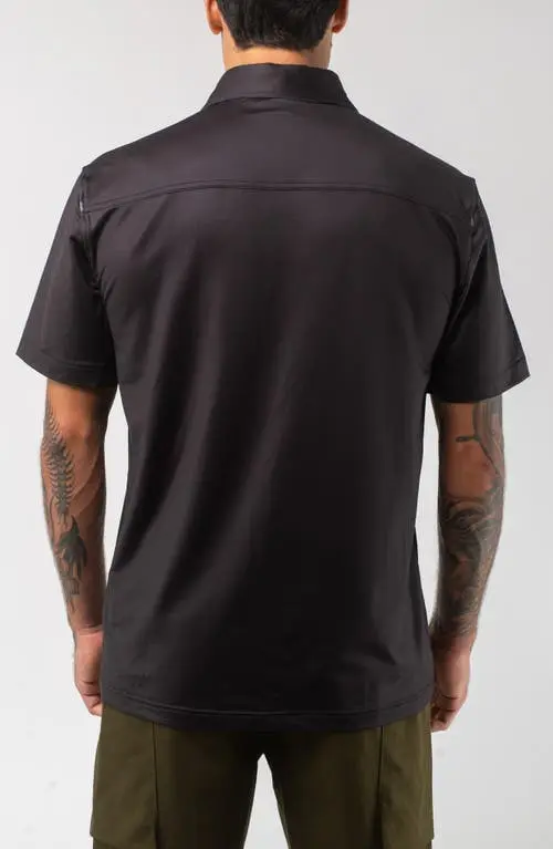 VAST Aqua Terra Night Shade Tech Short Sleeve Performance Button-up Shirt - Black