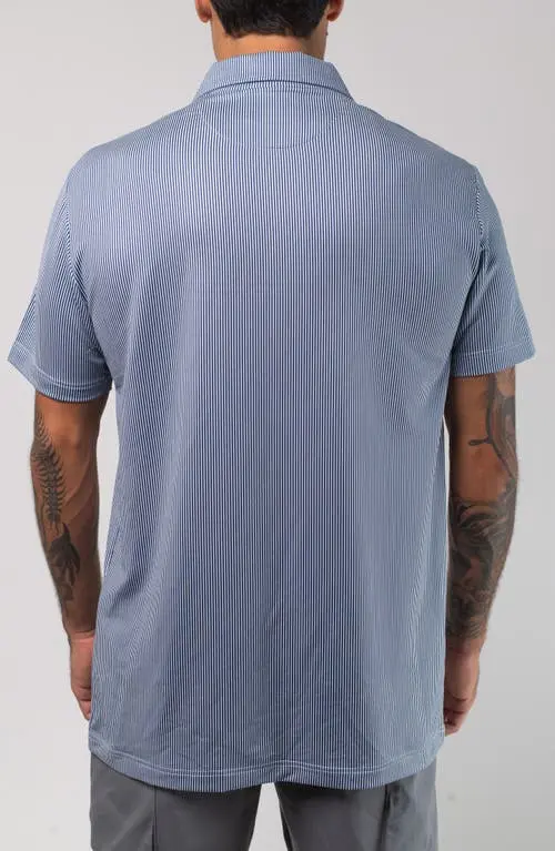 VAST Aqua Terra Linear Stripe Performance Polo - Navy