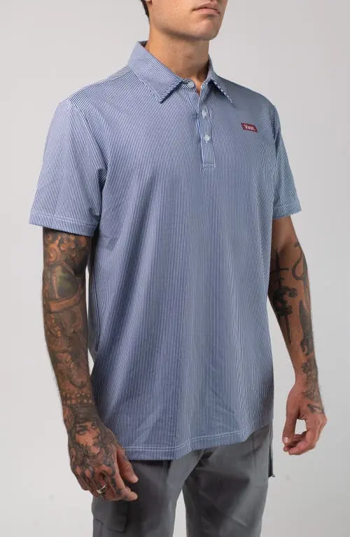 VAST Aqua Terra Linear Stripe Performance Polo - Navy