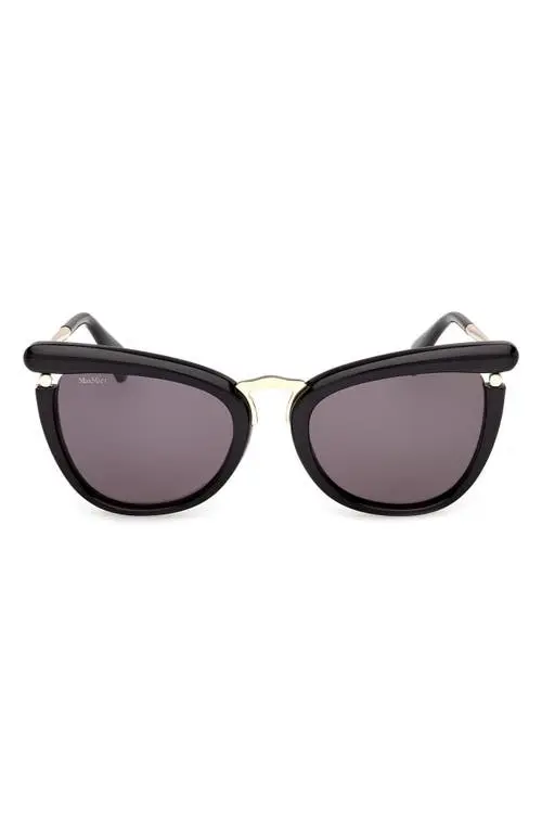 Max Mara 55mm Cat Eye Sunglasses - Black/pale Gold/smoke