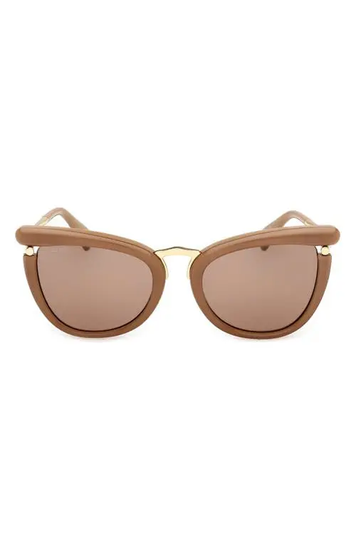 Max Mara 55mm Cat Eye Sunglasses - Camel/ruthenium/smoke
