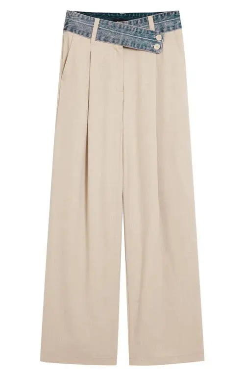 Desigual Pleated Wide-leg Trousers - Medium Beige
